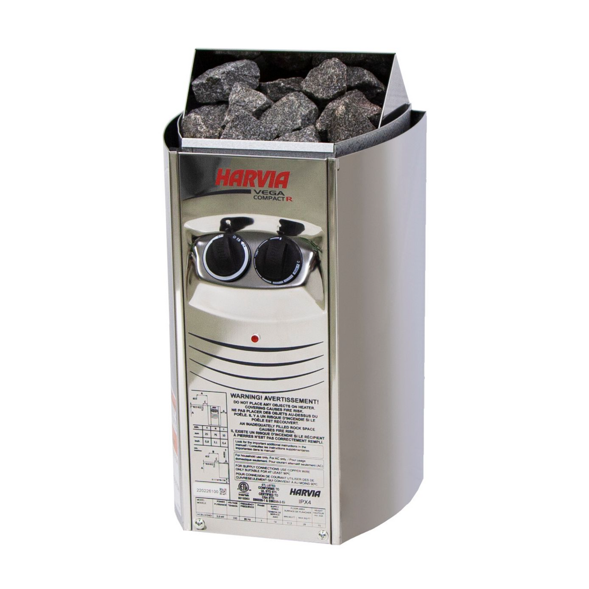 Harvia Vega Compact 3500 3.5kW 240V Electric Sauna Heater w/ Built-In ...