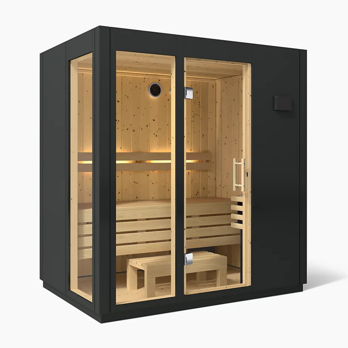 Kohler C1 Three-Person Indoor Sauna - Graphite Grey — Pure Saunas